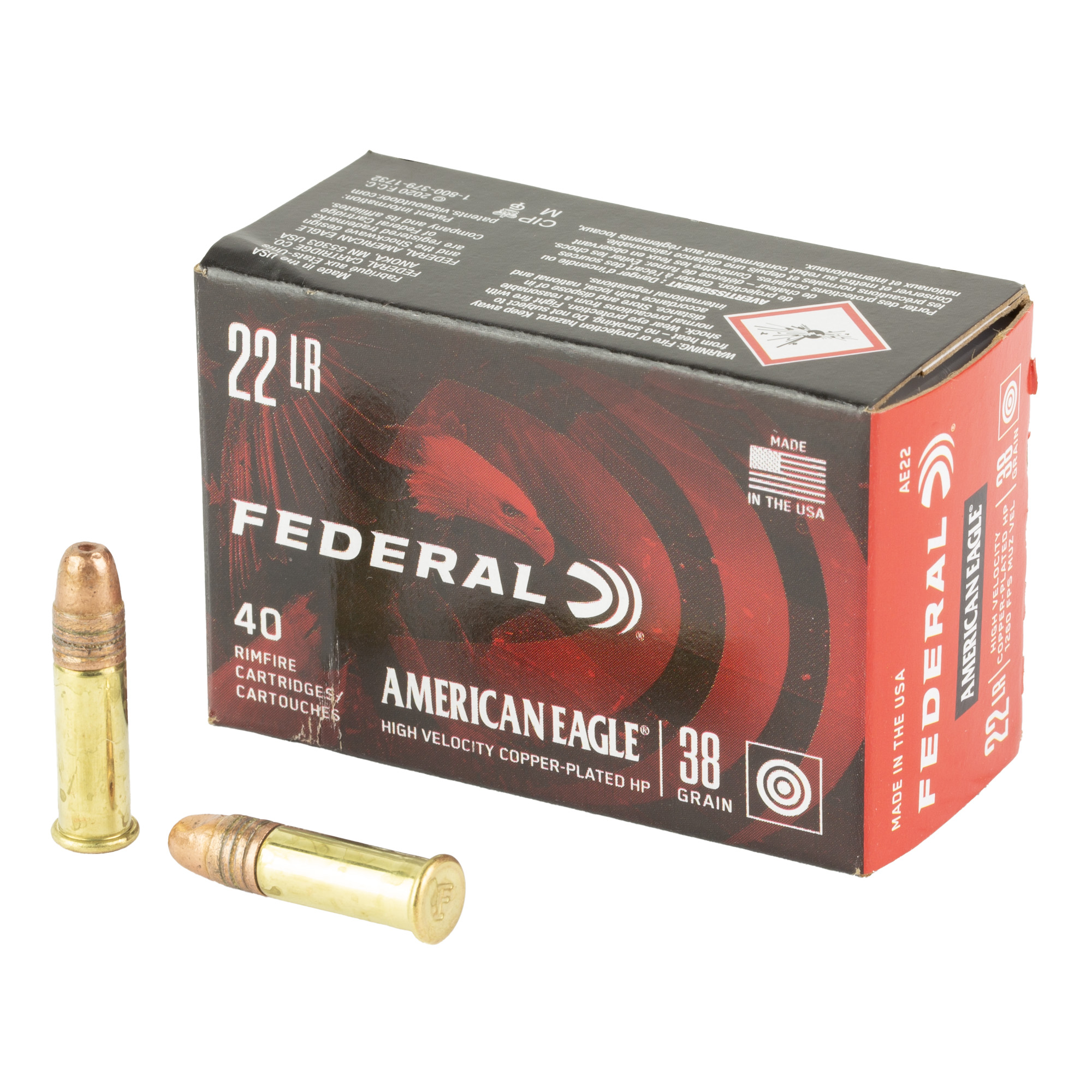 FEDERAL AMERICAN EAGLE 22LR HV HP 40 Rounds - Rifle Ammunition at ...