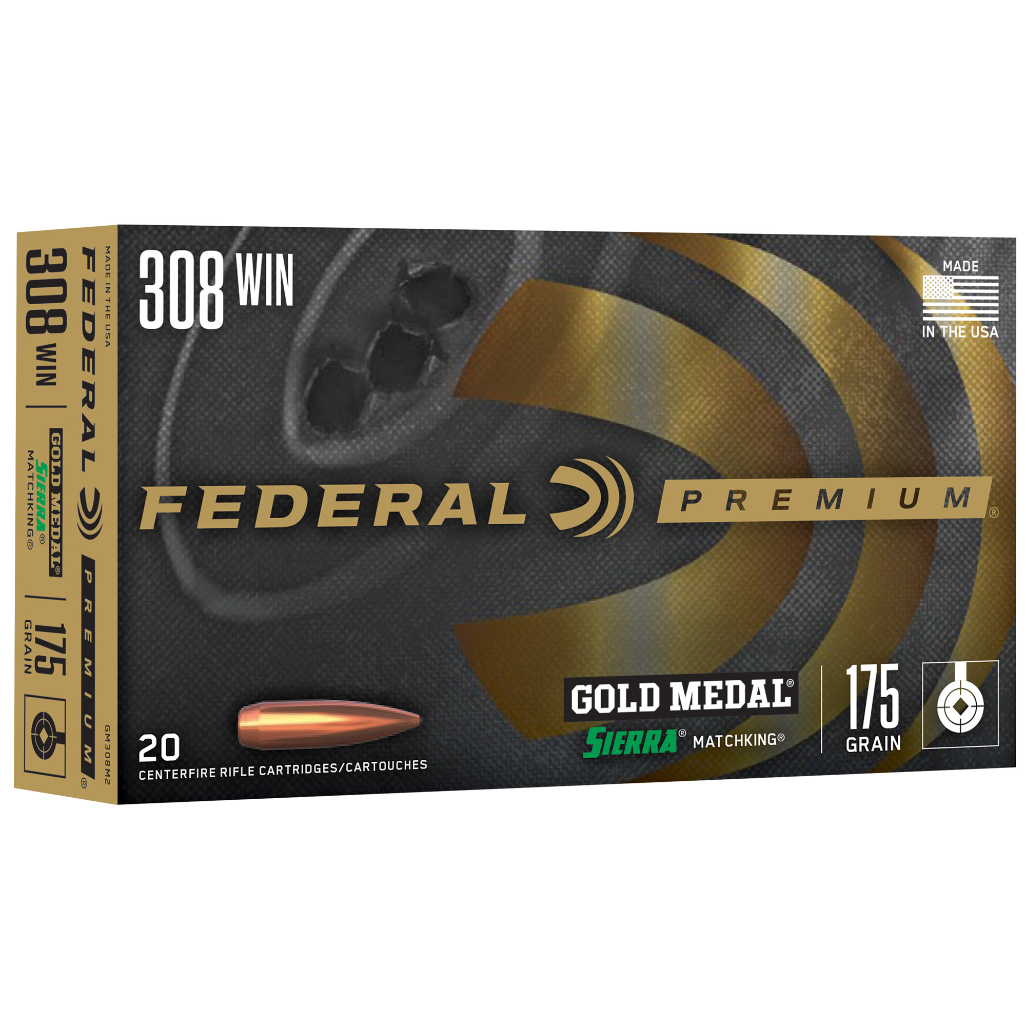 FEDERAL GOLD MEDAL 308WN 175GR BTHP 200 Rounds - Rifle Ammunition at ...