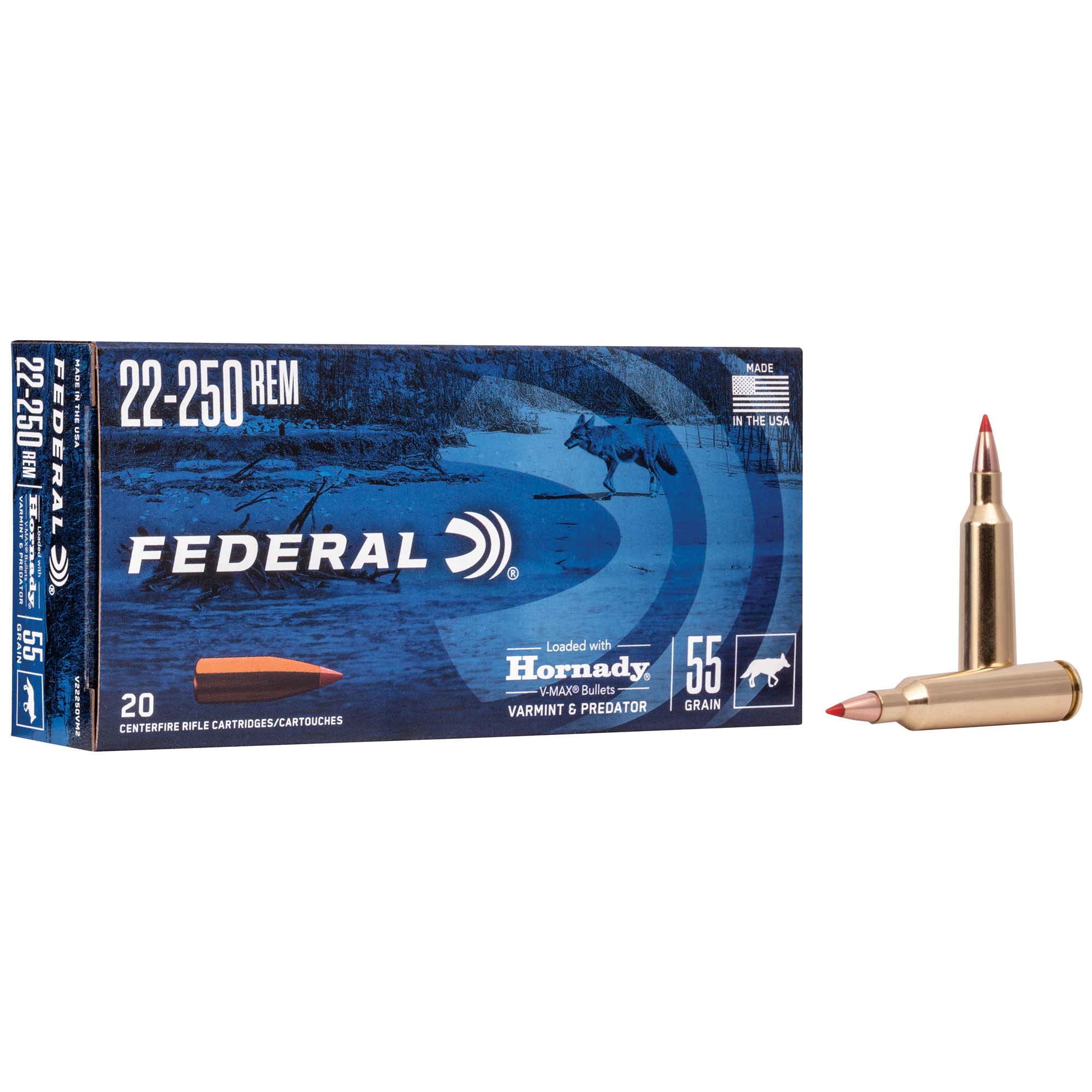 FEDERAL V&P 22-250 REM 55GR V-MAX 100 Rounds - Rifle Ammo at GunBroker ...