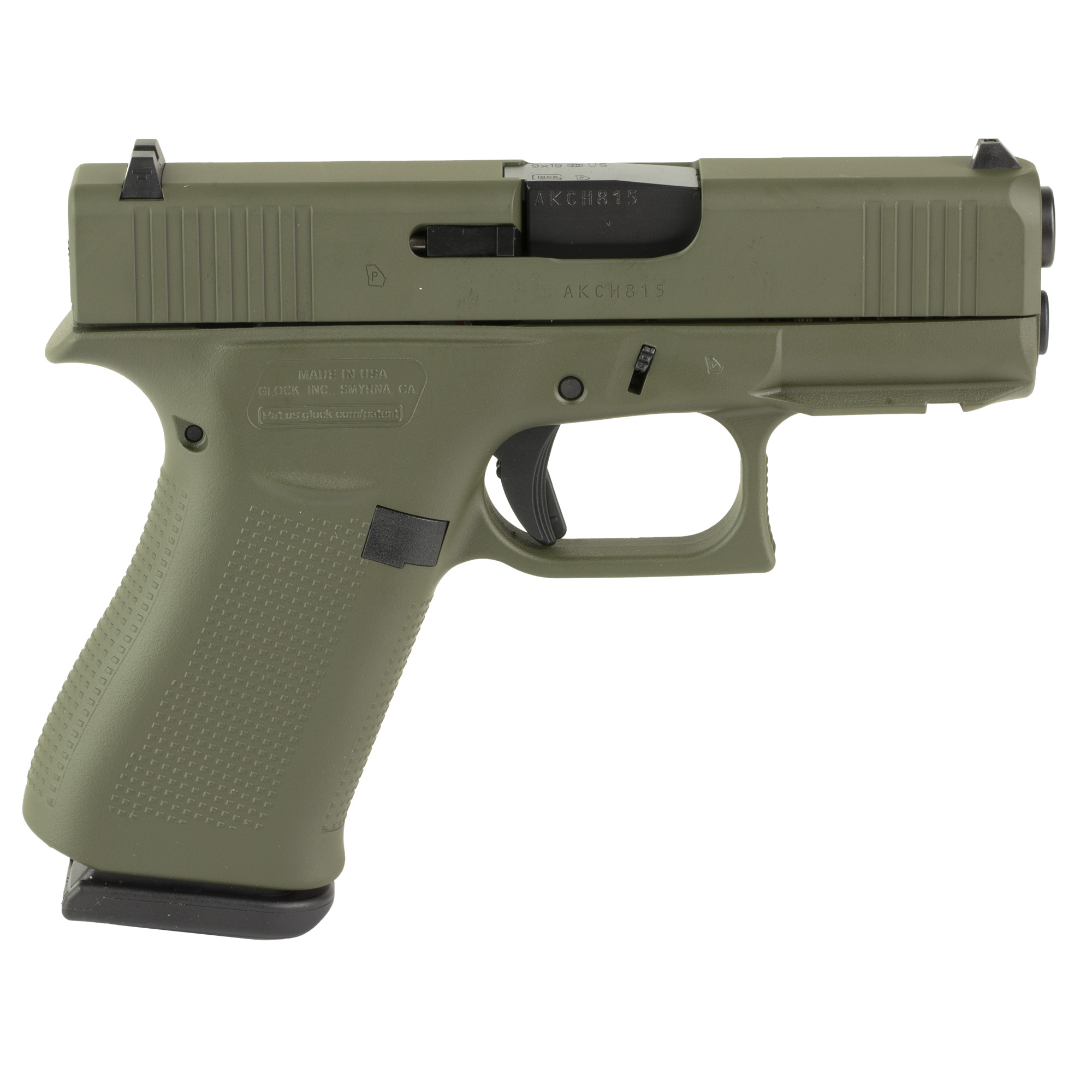 GLOCK 43X 9MM 10RD OD GREEN FRT RAIL - Semi Auto Pistols at GunBroker ...