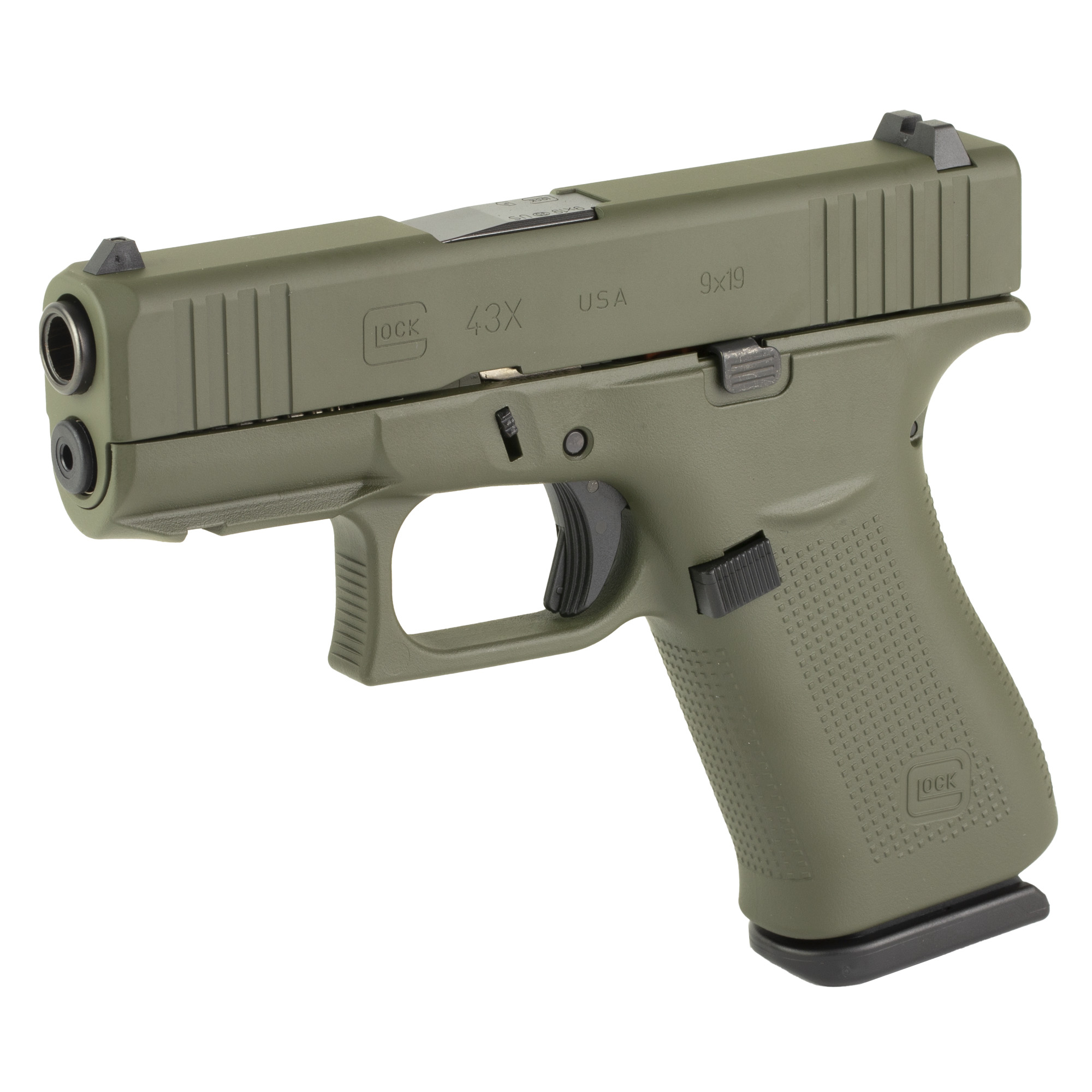 GLOCK 43X 9MM 10RD OD GREEN FRT RAIL - Semi Auto Pistols at GunBroker ...
