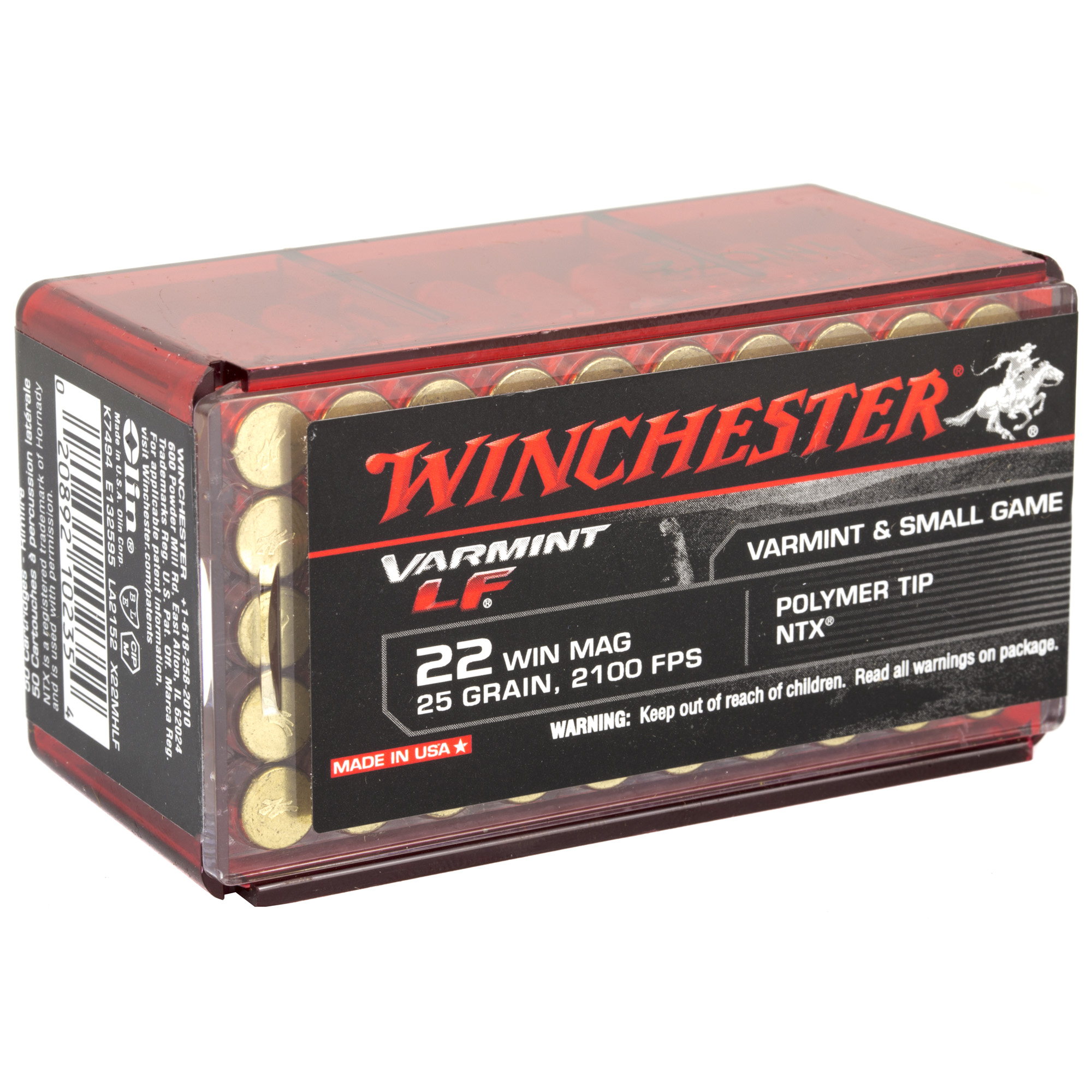 WIN VARMINT LF 22 WMR 25GR NTX 100 Rounds - Rifle Ammo at GunBroker.com ...
